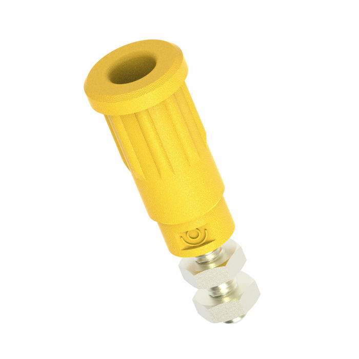 Insulated mounting receptacle Ø2mm plug / M3 Threaded stud and hex nuts ...