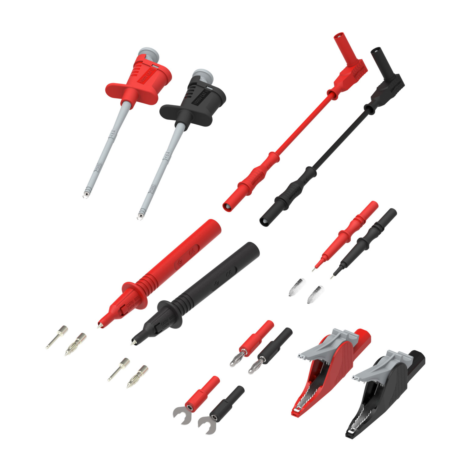Kit test probes + test leads + flexible test clip + adapters ...