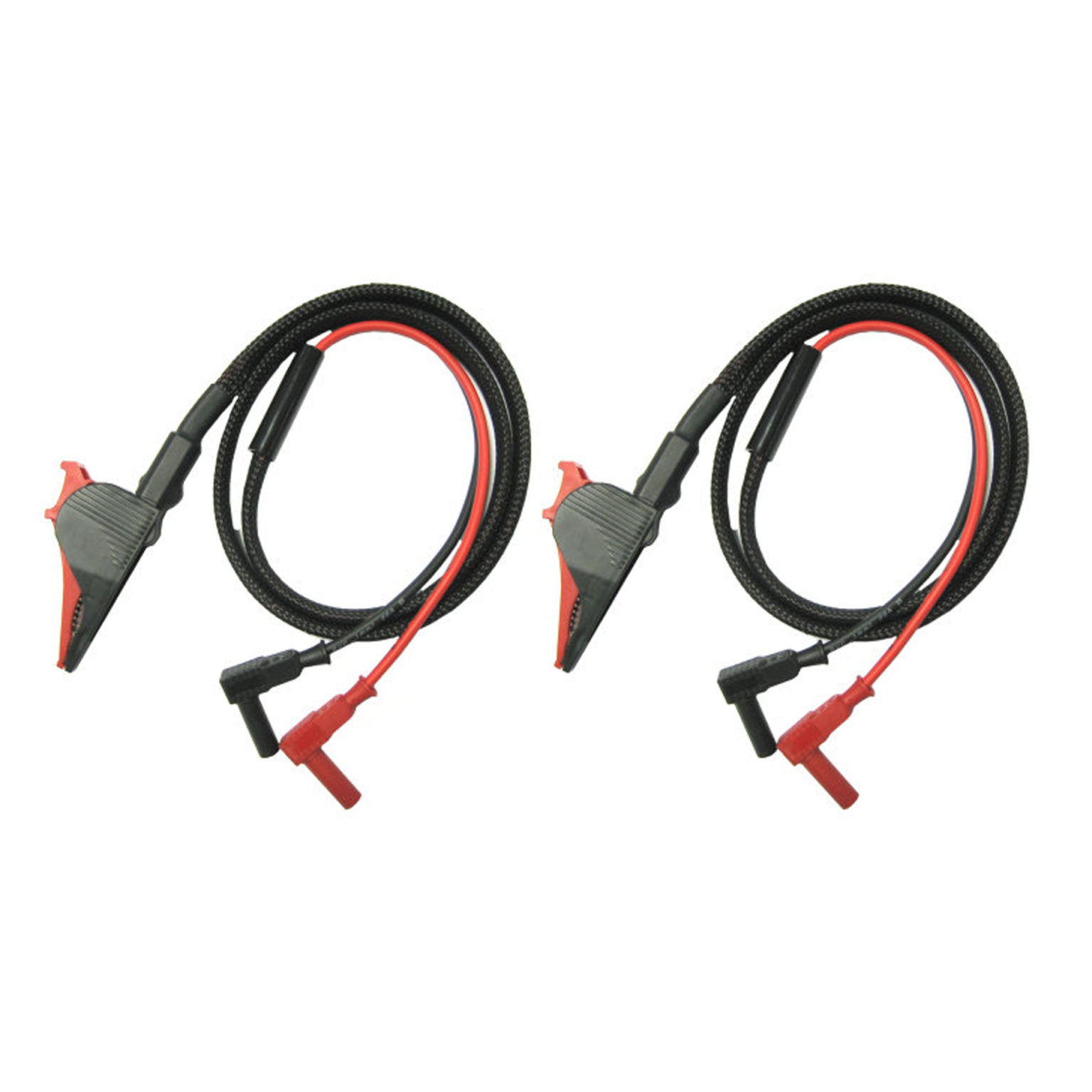 Two Kelvin Test leads crocodile clip / two Ø4mm safety right angle male ...