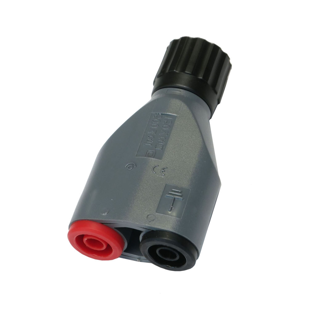 BNC Insulated adapter, male / two Ø4mm safety sockets – ELECTRO PJP